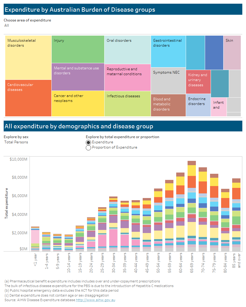 Disease expenditure in Australia, Australian Burden of Disease groups ...