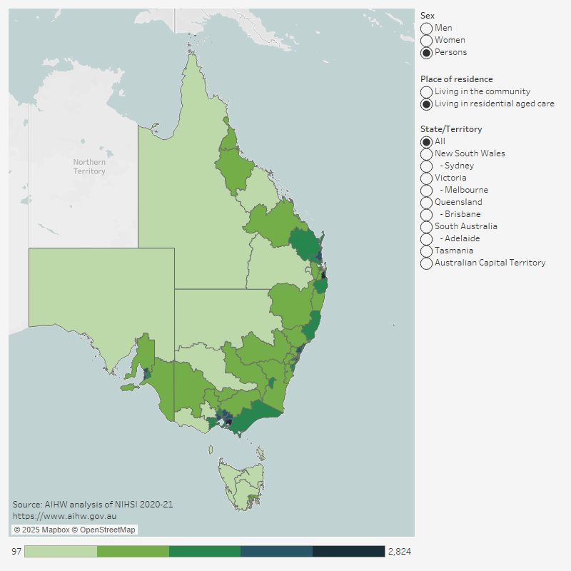 Geographical variation in health service use by people living with ...
