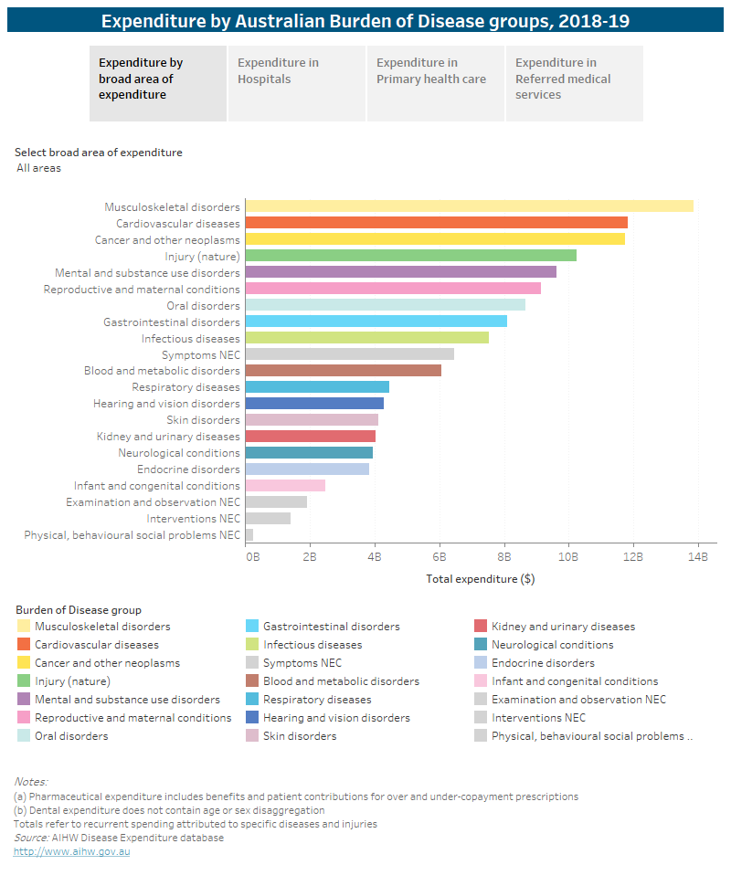Disease expenditure in Australia 2018-19, Australian Burden of Disease ...