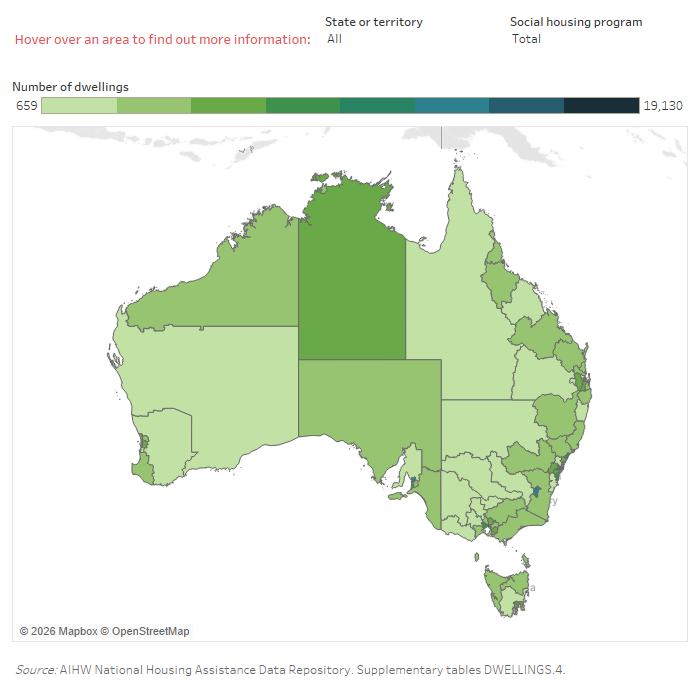 Housing assistance in Australia 2024, Social housing dwellings ...