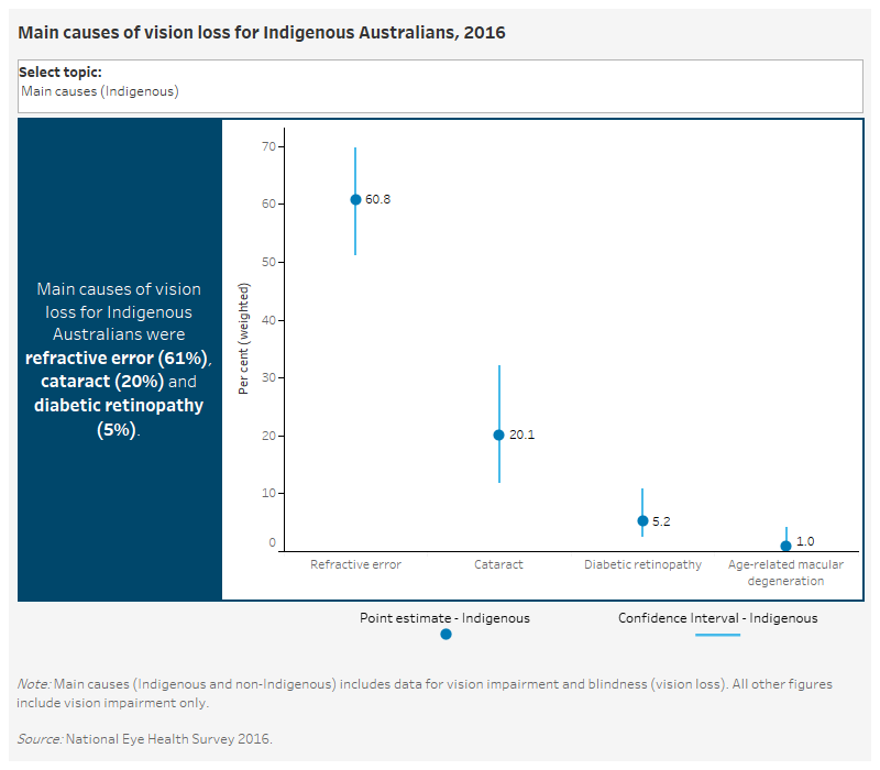 Indigenous eye health measures 2021, Main causes of vision impairment ...