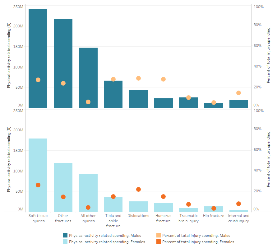 Economics of sports injury, Overview of spending by demographics and ...